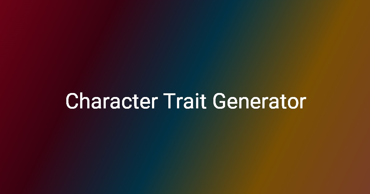 Character Trait Generator - AppWizr