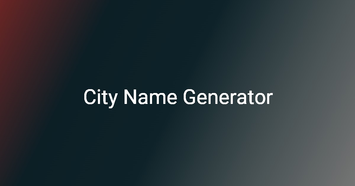 City Name Generator - AppWizr
