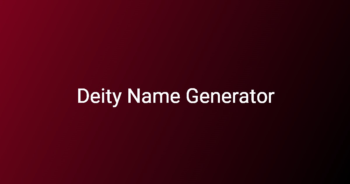Deity Name Generator - AppWizr