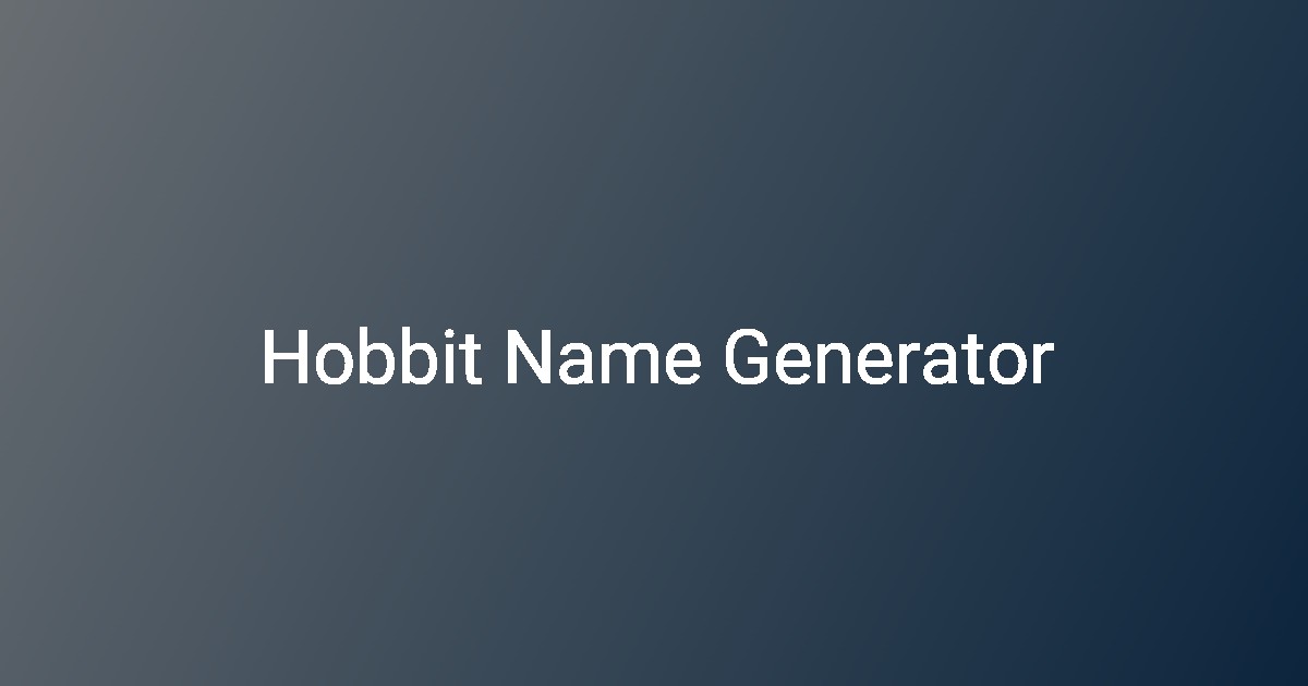 Hobbit Name Generator - AppWizr