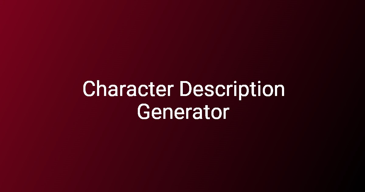 Character Description Generator - AppWizr