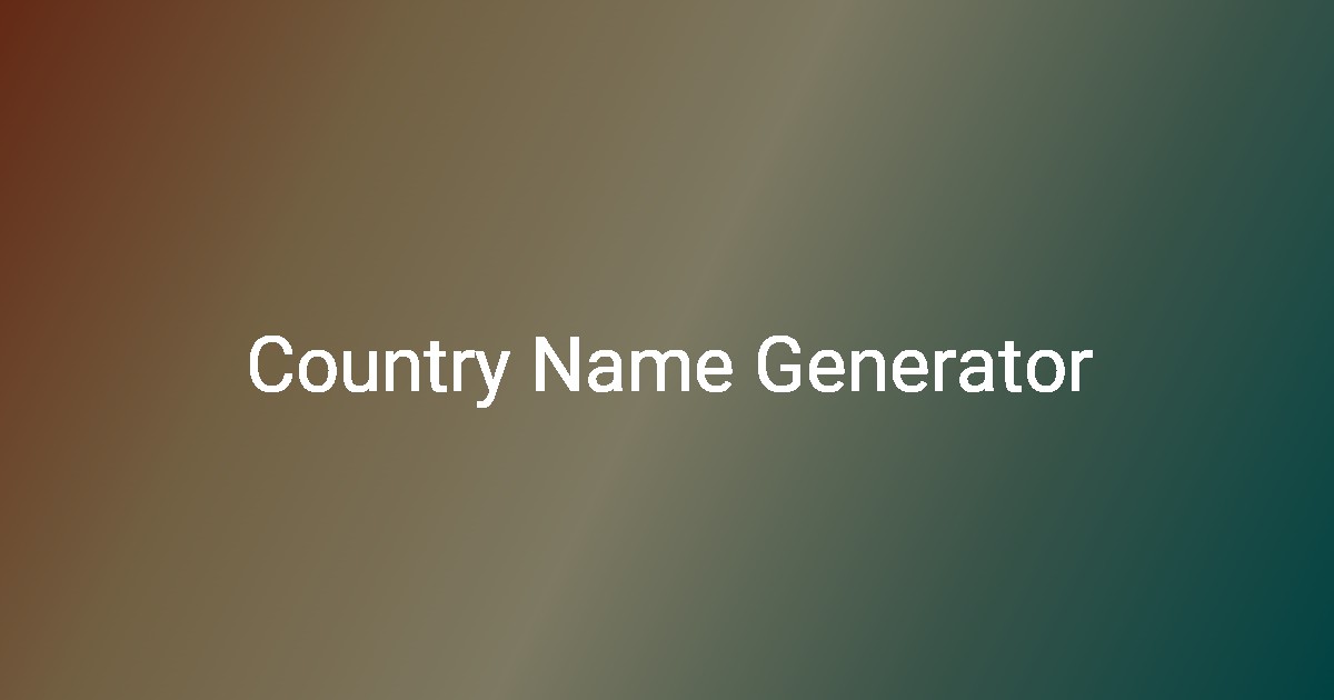 Country Name Generator - AppWizr