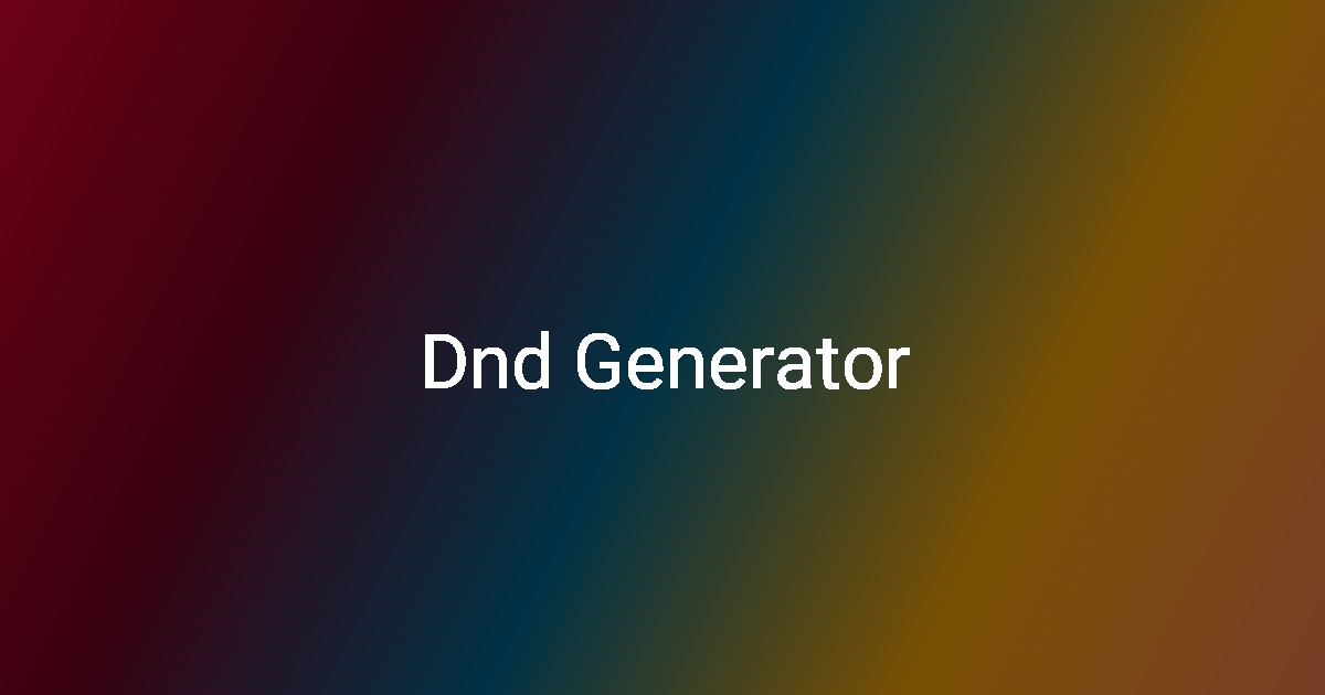 Dnd Generator - AppWizr