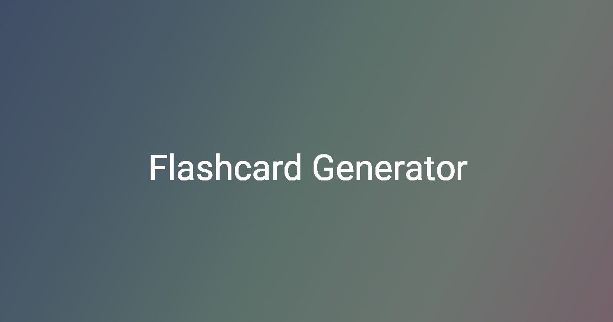 Flashcard Generator - AppWizr