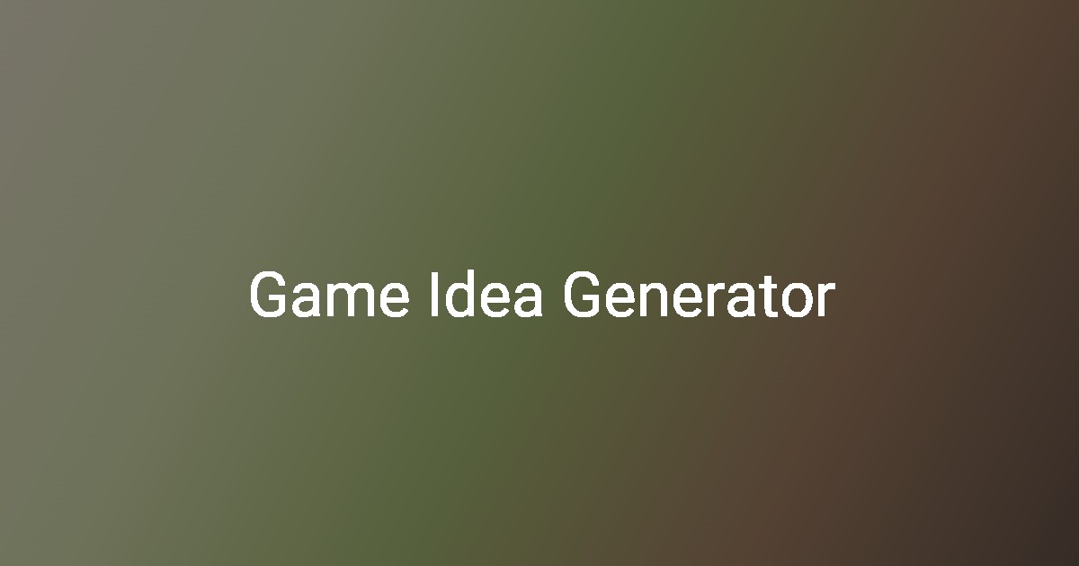 Game Idea Generator - AppWizr