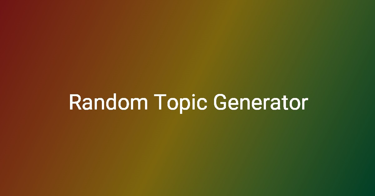 Random Topic Generator - AppWizr