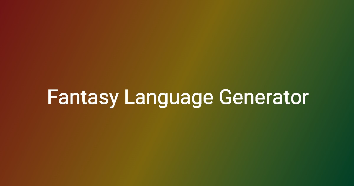 Fantasy Language Generator - AppWizr